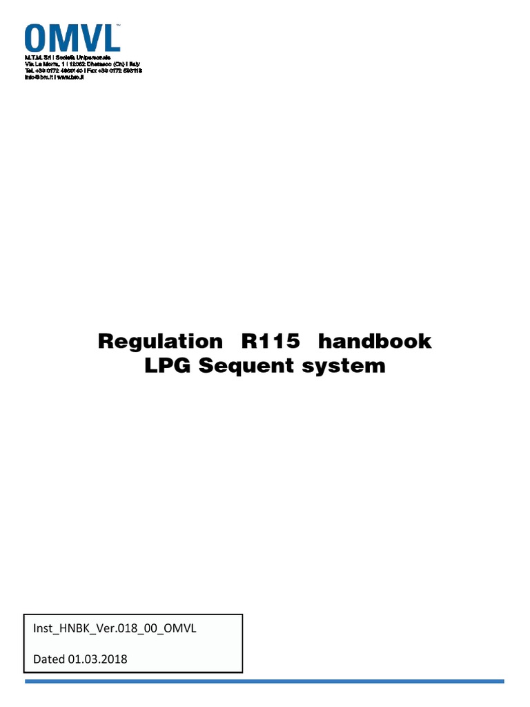 Regulation R115 Handbook LPG Sequent System | PDF
