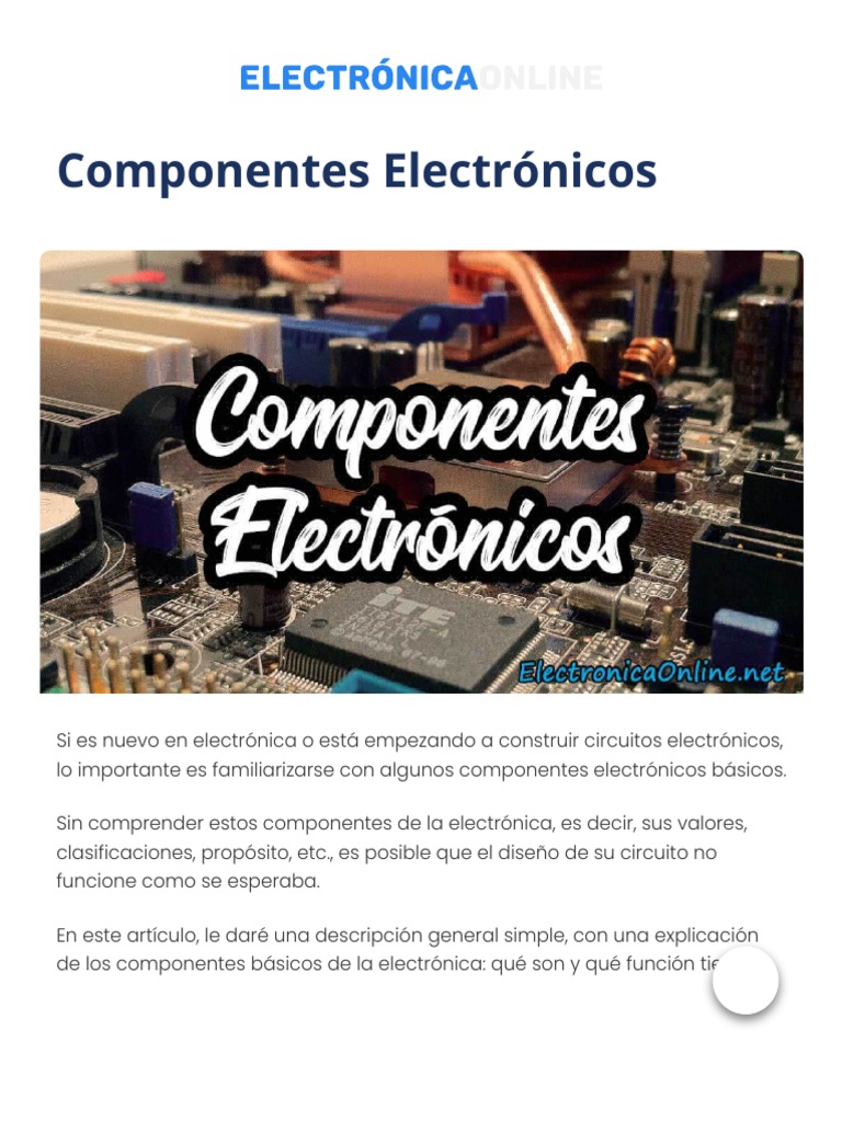 Componentes Electrónicos Básicos y Nombres | PDF | Electrónica | Transistor