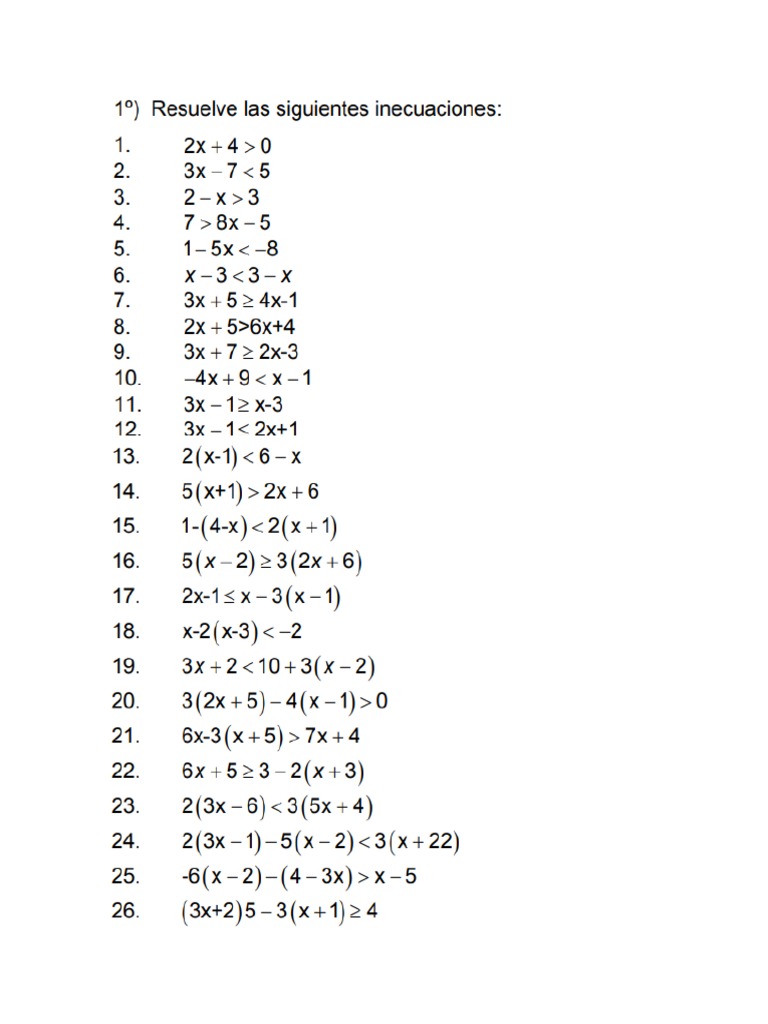Desigualdades Ejercicios Practica | PDF