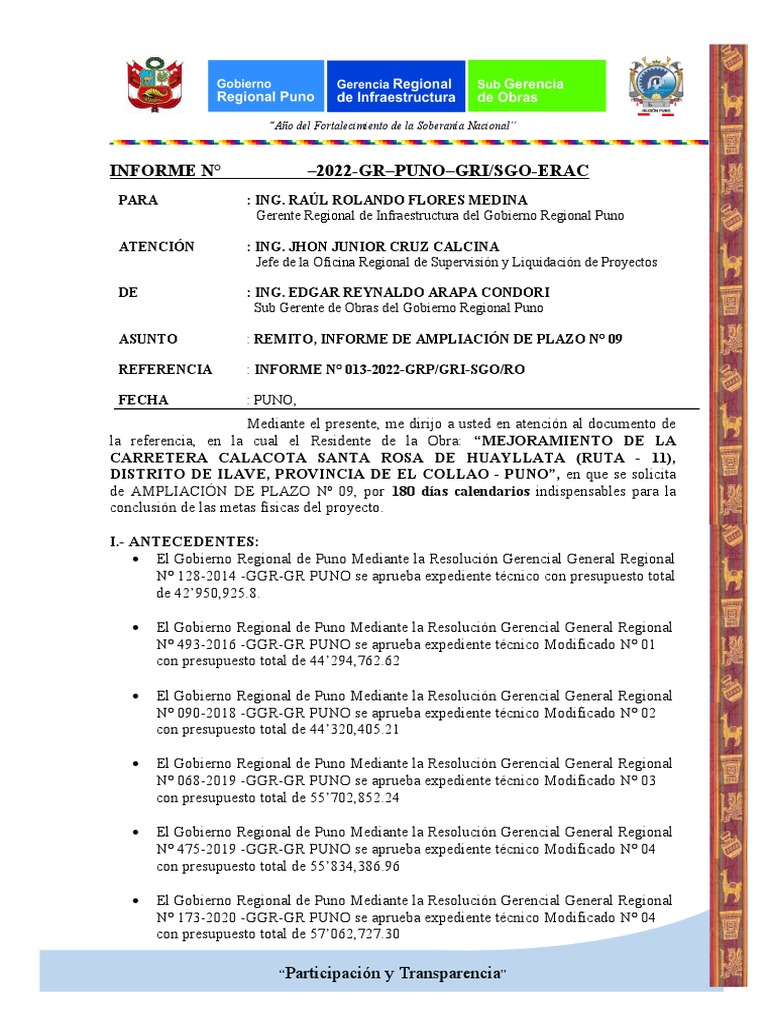 Ampliacion de Plazo 24 - 01 - 22 | PDF | Presupuesto | Gobierno