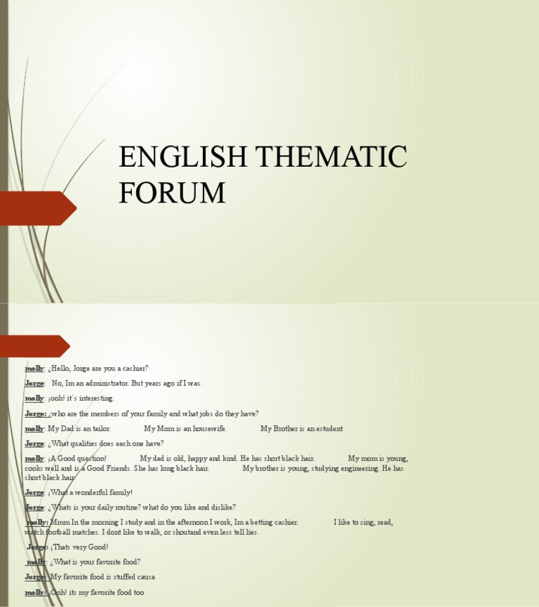 ENGLISH THEMATIC FORUM | PDF