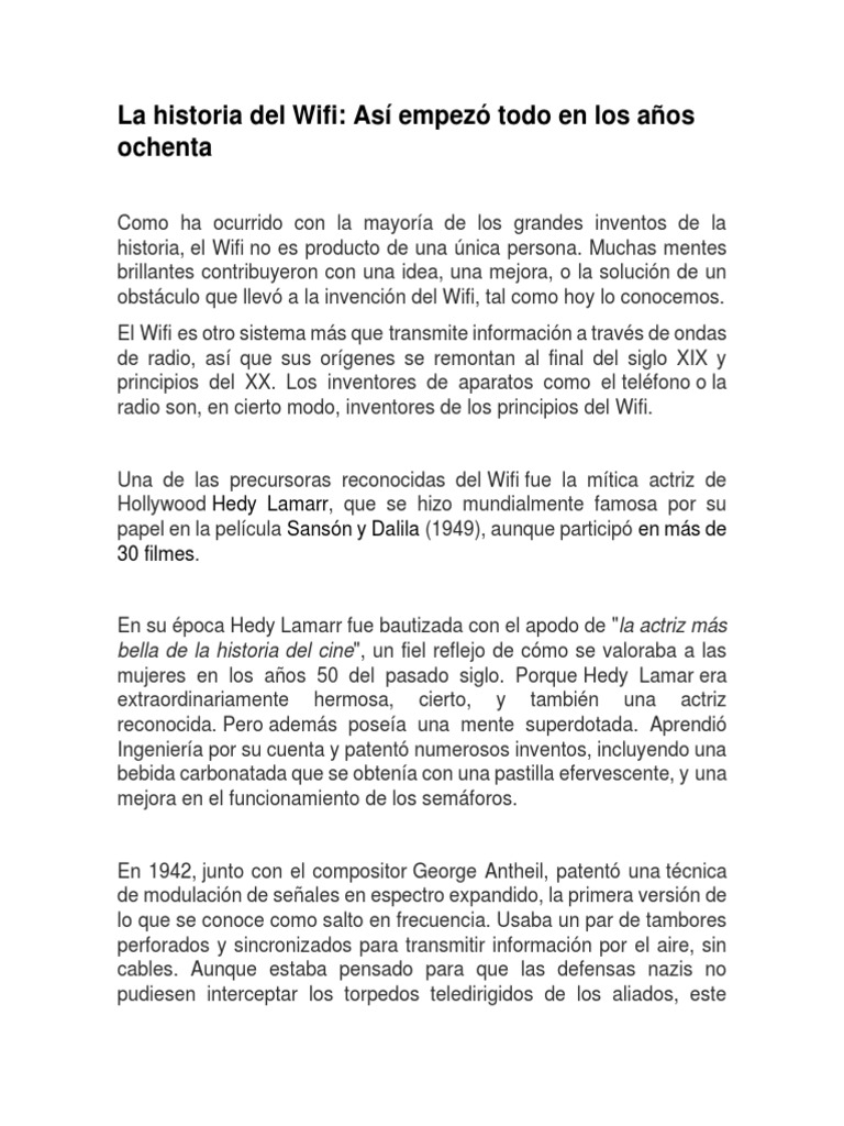 Historia y origen del Wifi | PDF