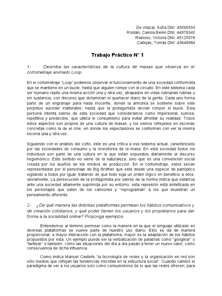 TP 1 TDC | PDF | Sociedad