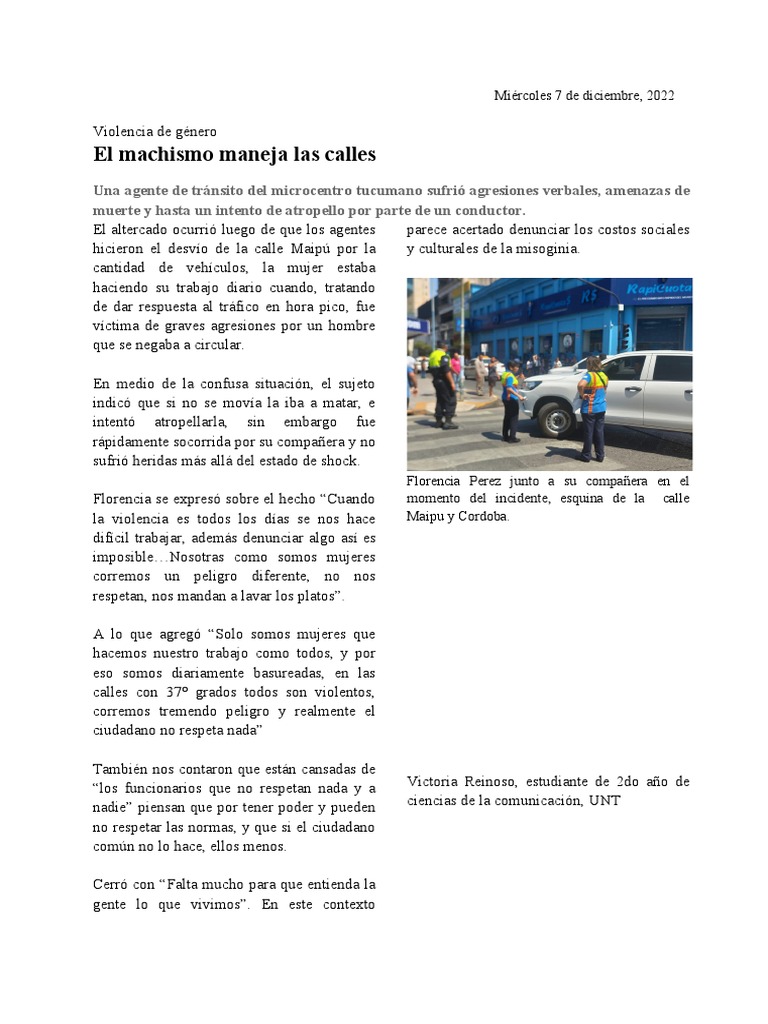 Nota Periodistica, Victoria Reinoso | PDF