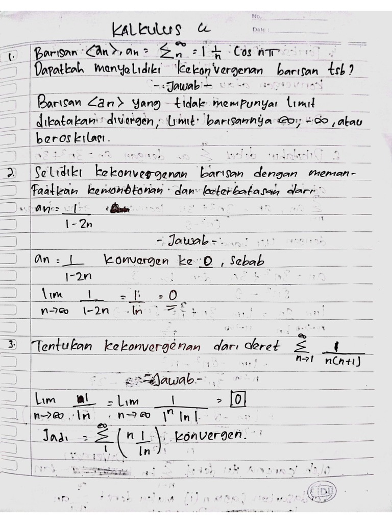 Jawaban Diskusi Kalkulus Sesi 1 | PDF
