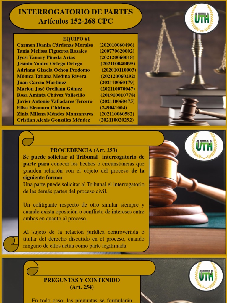 (Equipo #1) Interrogatorio de Partes | PDF | Ley procesal | Sentencia (ley)