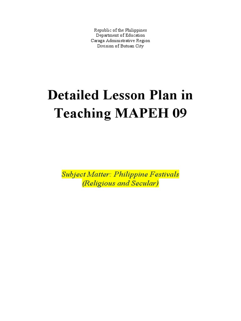 Philippine Festival | PDF | Festival | Lesson Plan