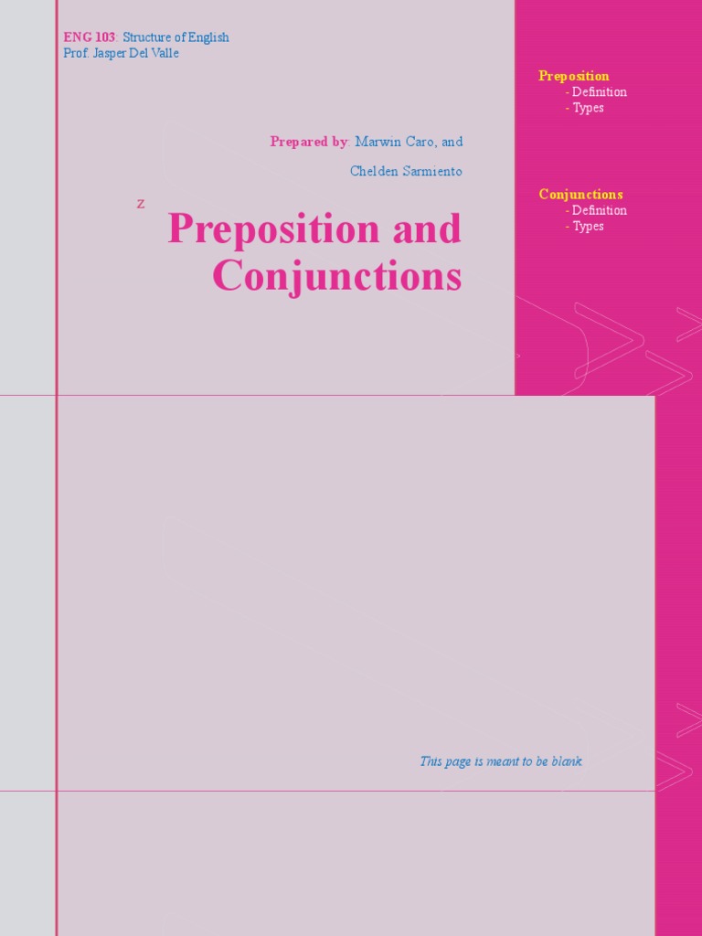 Preposition and Conjunctions | PDF | Preposition And Postposition | Phrase