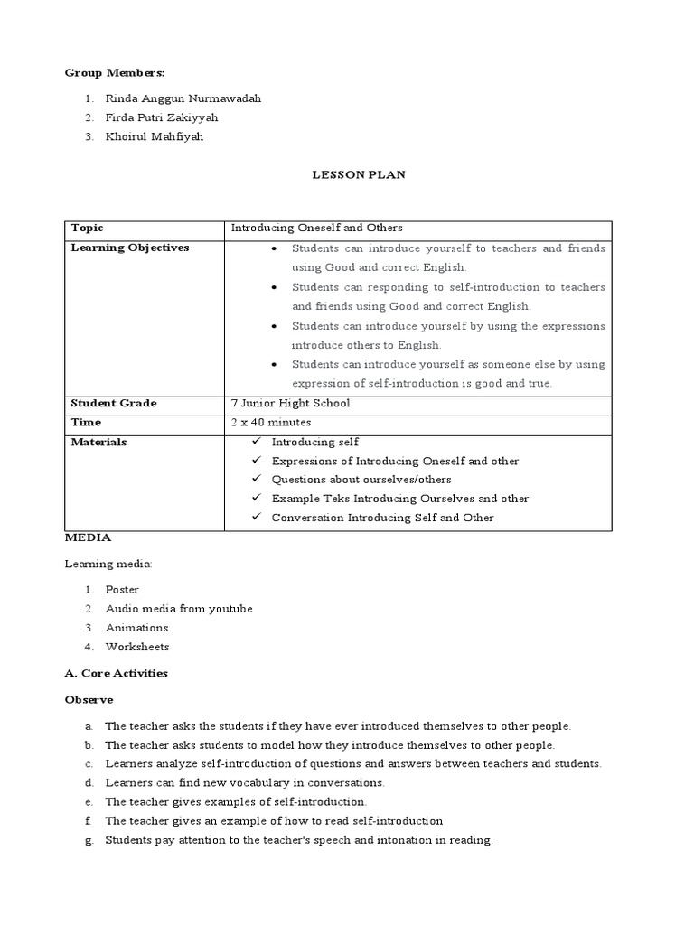 Lesson Plan G3 | PDF