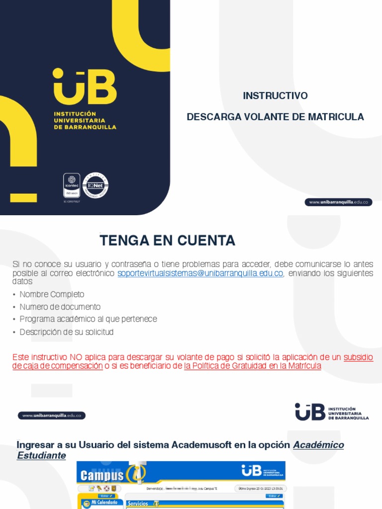 Instructivo Descarga de Volante de Pago IUB | PDF