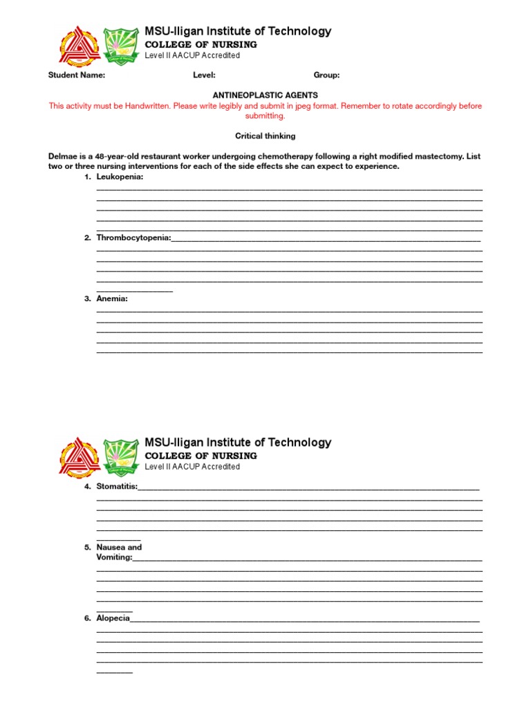 Activity 8 - Antineoplastic Therapy | PDF