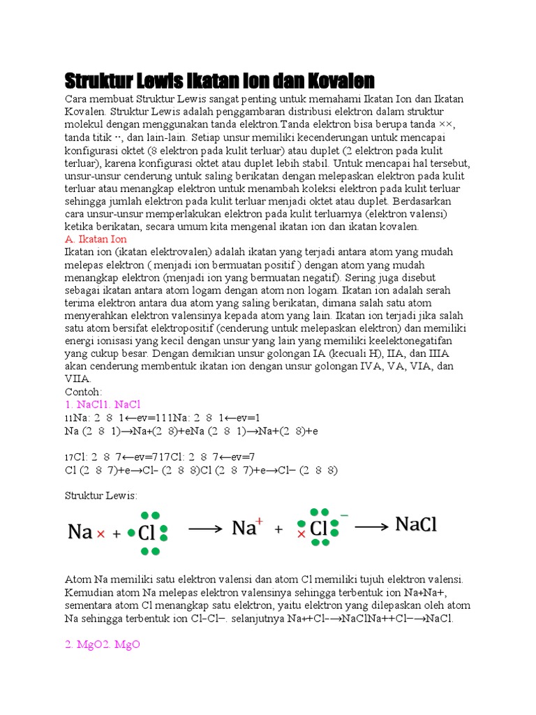 Struktur Lewis Ikatan Ion Dan Kovalen | PDF
