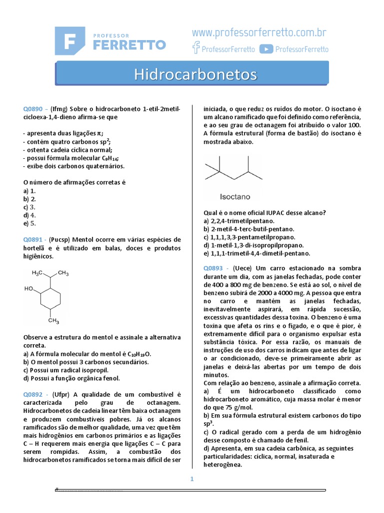 HIDROCARBONETOS | PDF | Aromaticidade | Radical (Química)