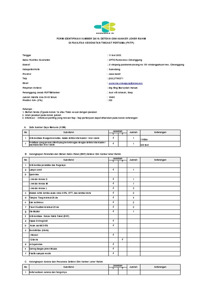 Form Identifikasi Sumber Daya Kanker - FKTP | PDF