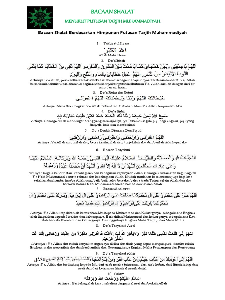 BACAAN_SHALAT_MUHAMMADIYAH | PDF