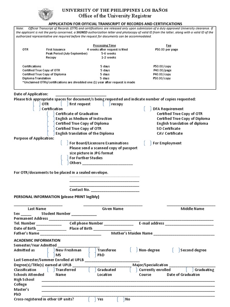Request Form | PDF | Diploma | Academic Degree