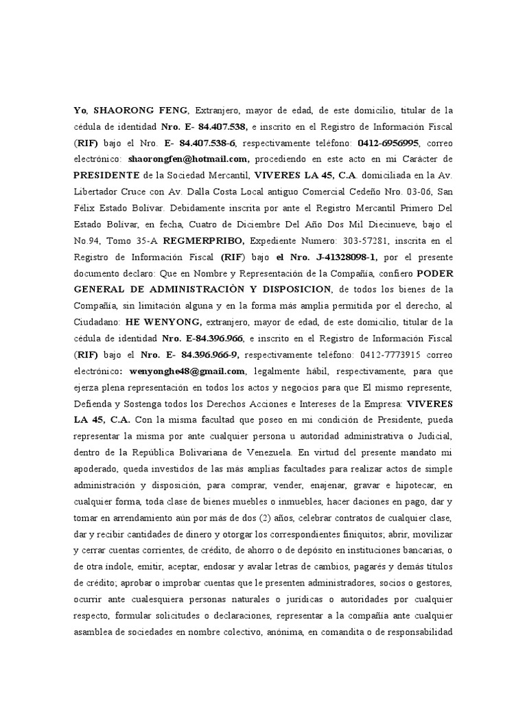 Modelo de Poder General para Empresa MAIKOL | PDF | Gobierno | Justicia