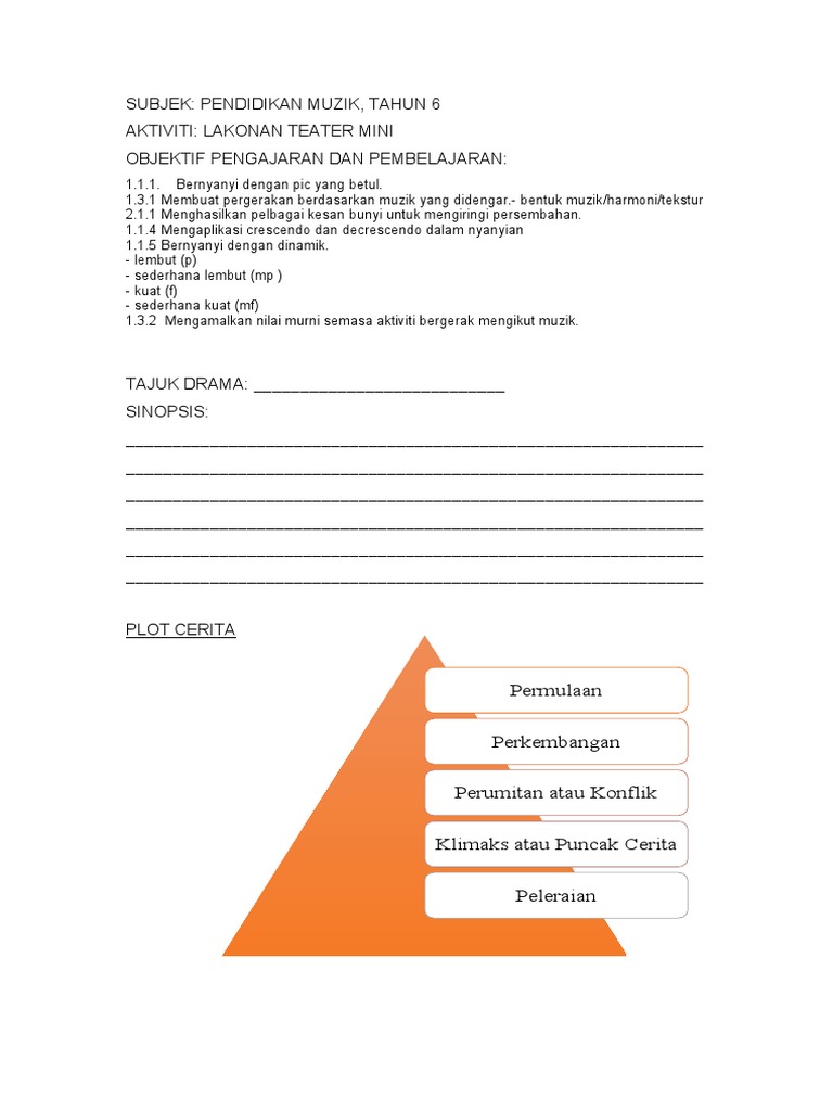 Aktiviti Lakonan Teater Mini Tahun 6 | PDF