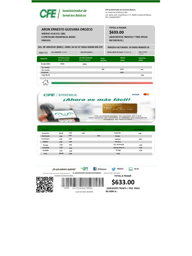 Recibo Culiacan Cfe | PDF