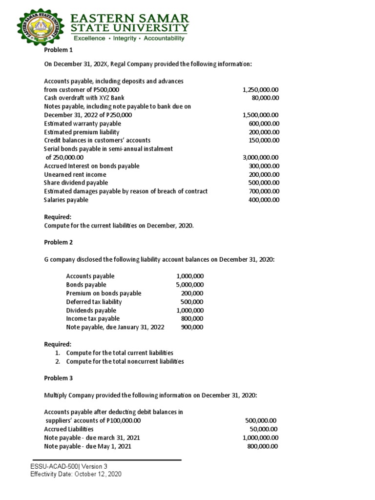 Chapter 1 Liabilities Exercises | PDF | Refinancing | Taxes Chapter 1 Liabilities Exercises | PDF | Refinancing | Taxes