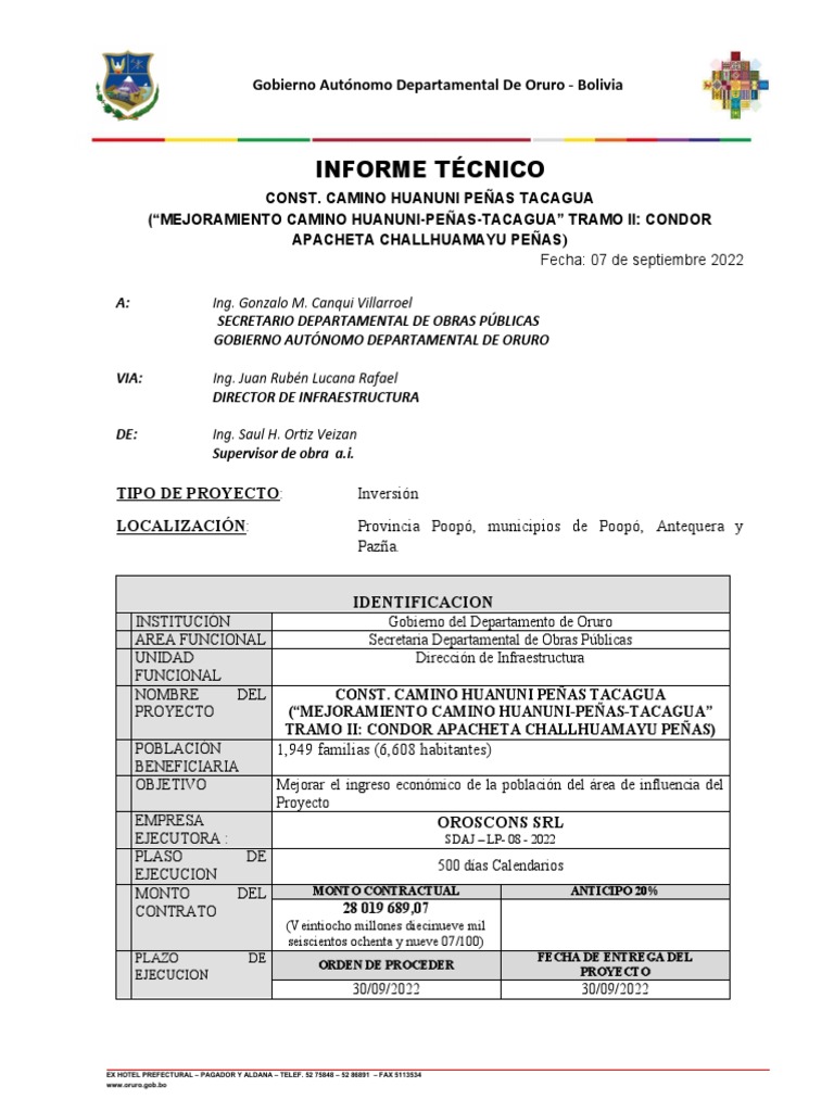 Inf. Tec Huanuni Sup. 29 de Sep | PDF | Economias