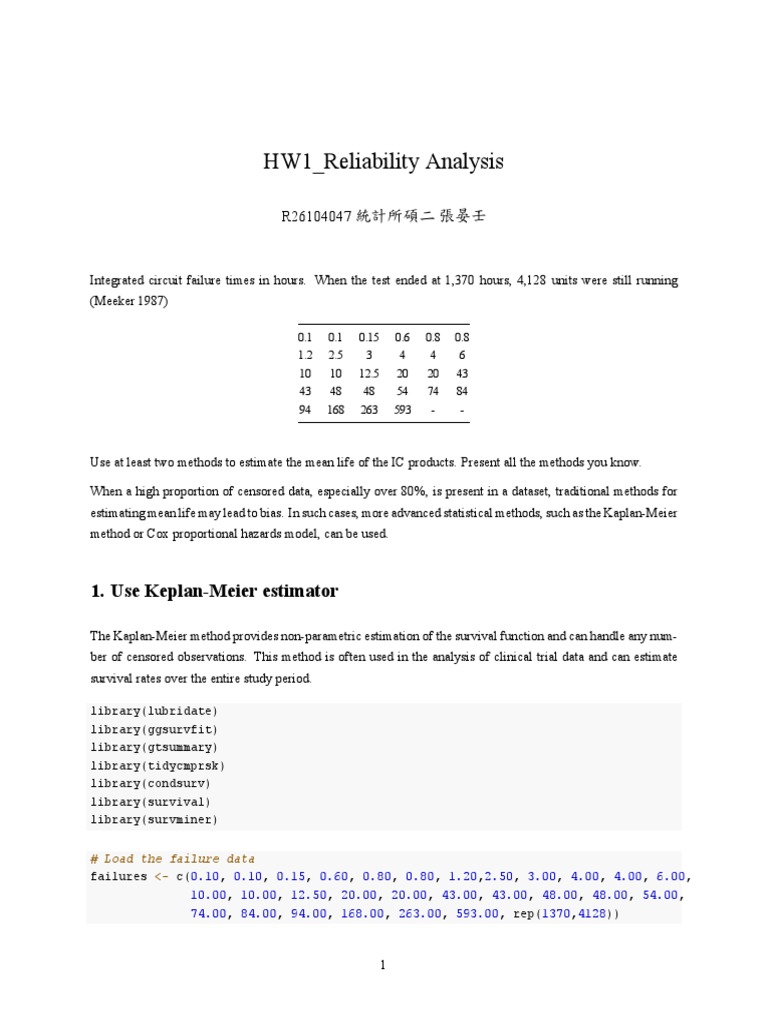 Reliability Analysis of Integrated Circuit Failure Times Using Kaplan-Meier and Cox Proportional ...