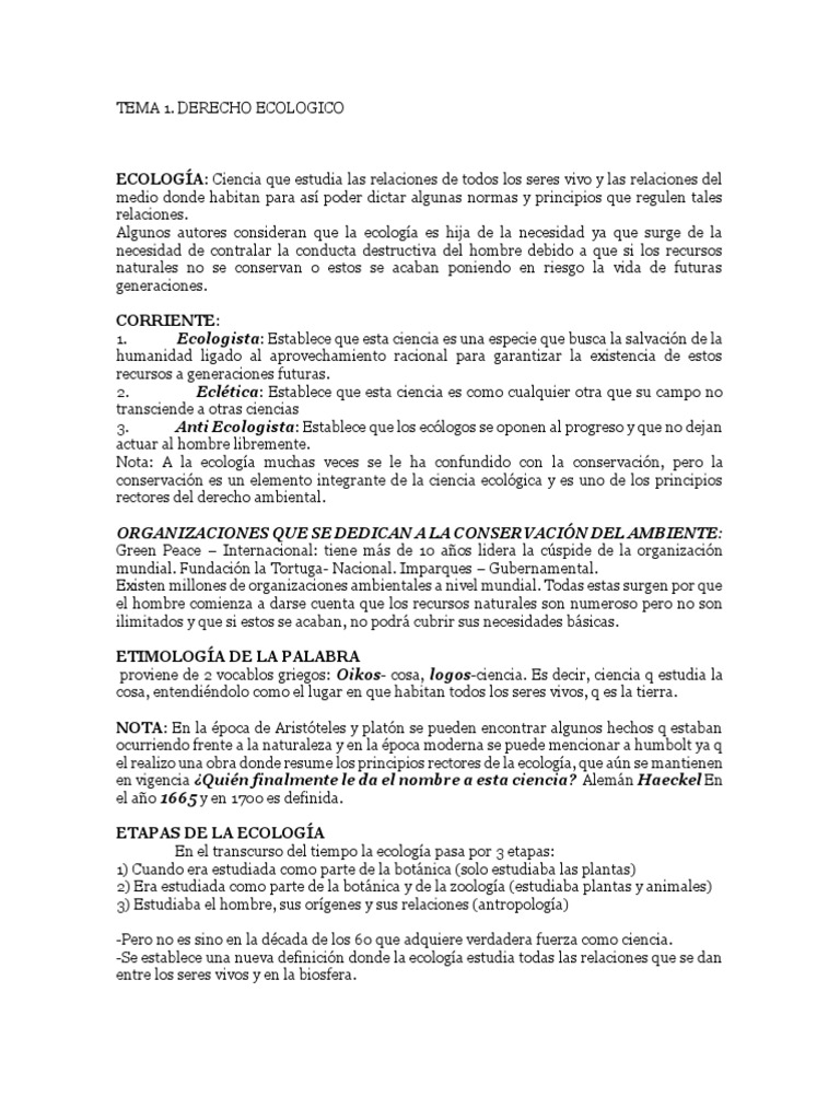 Ecología Tema 1 2 3 Pdf Ley Del Medio Ambiente Ecología