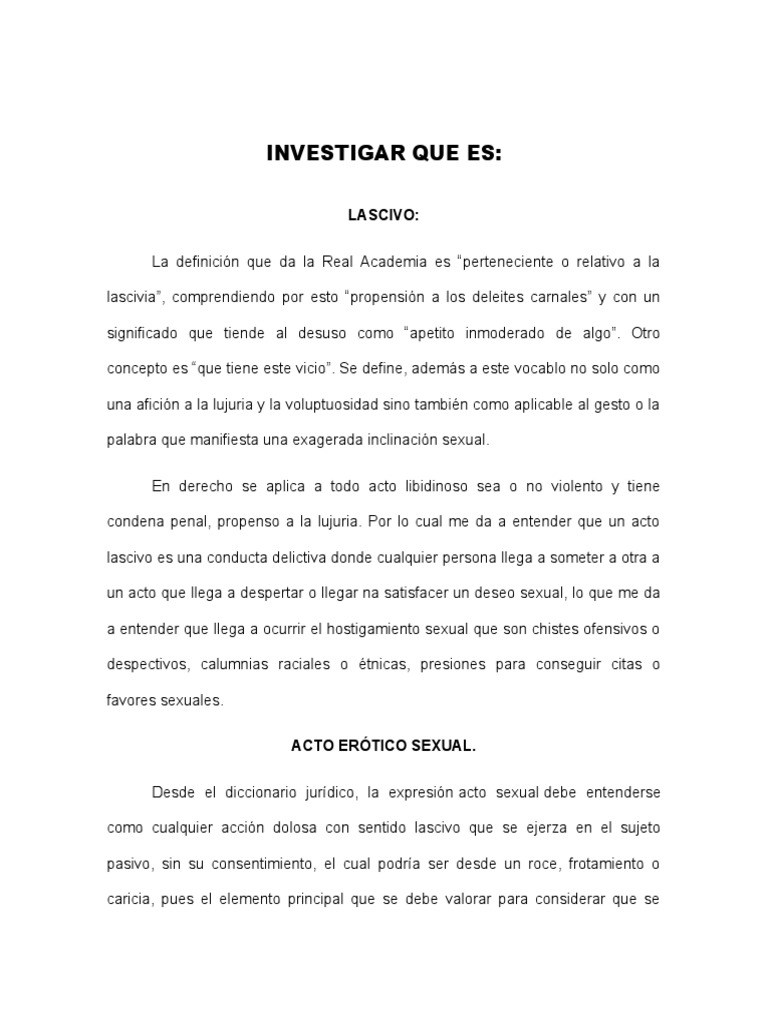Definición de actos lascivos y sus implicaciones | PDF | Lujuria ...