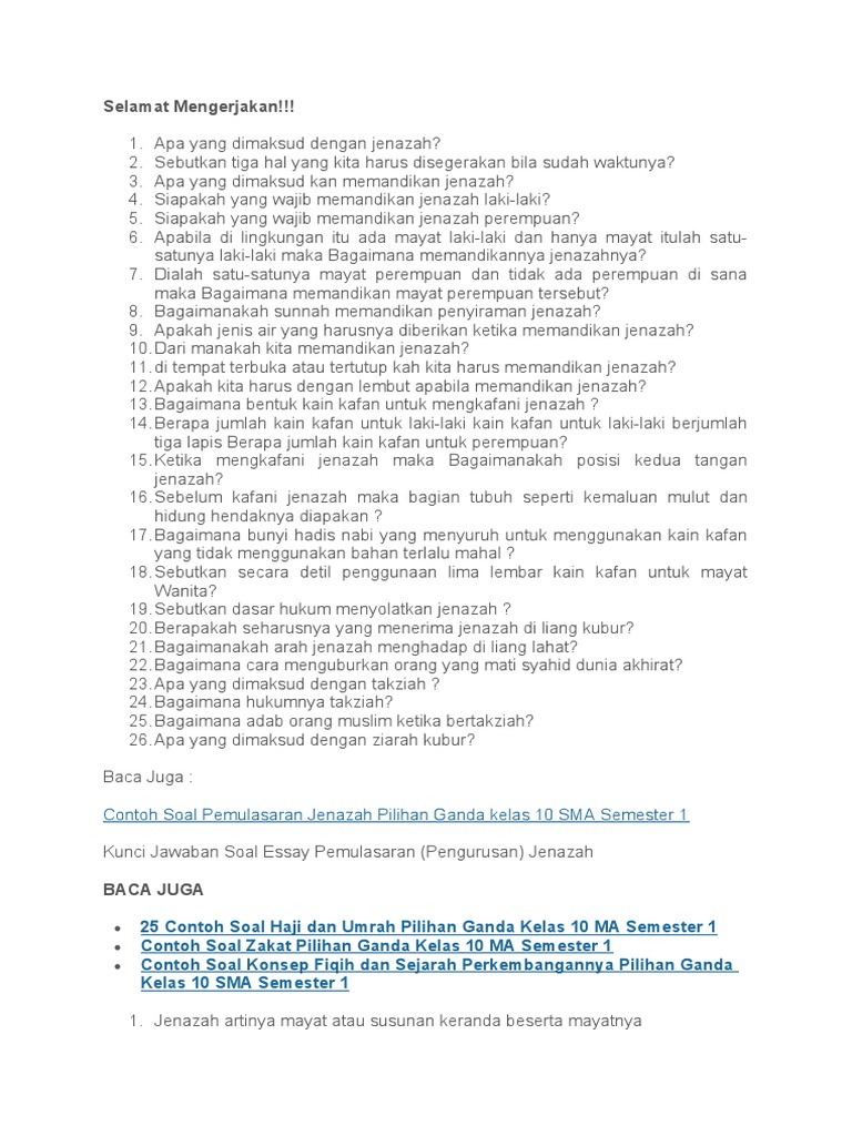 Contoh Soal Jenazah | PDF | Agama & Spiritualitas