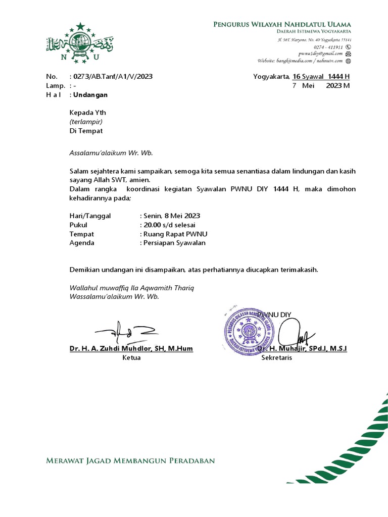 Undangan Rapat Syawalan | PDF