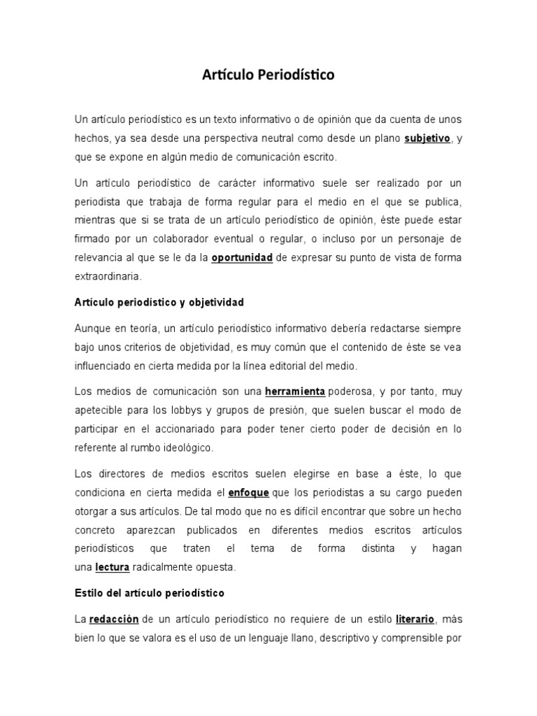 Artículo Periodístico | PDF