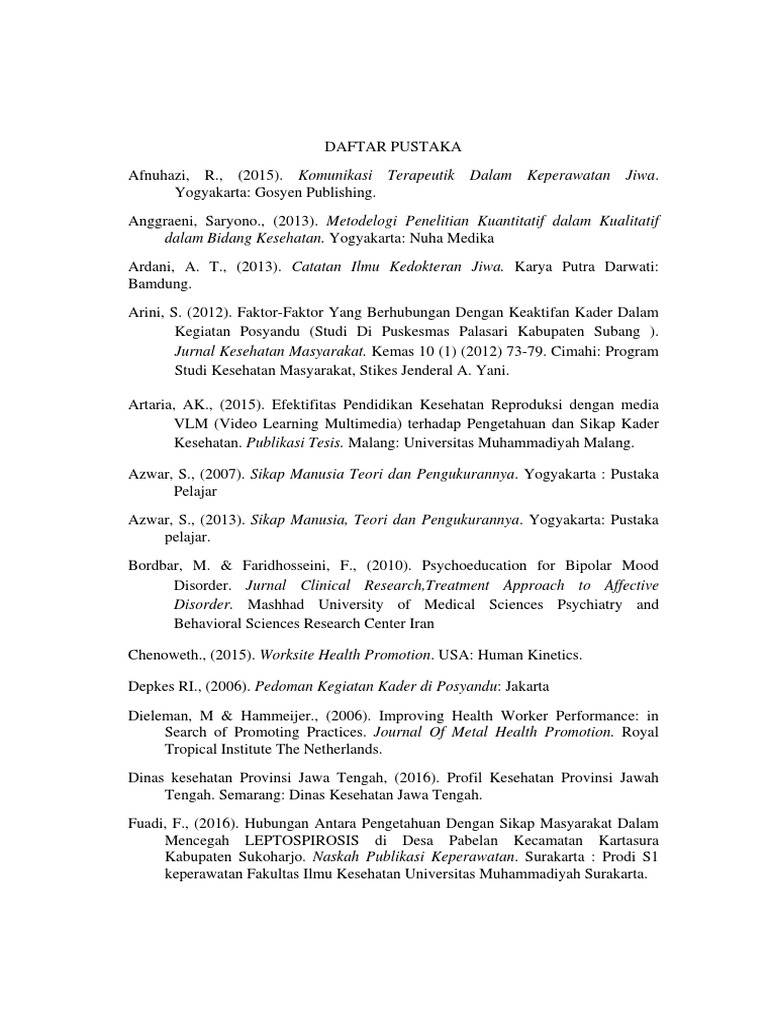 Format Daftar Pustaka Kesehatan Indonesia | PDF