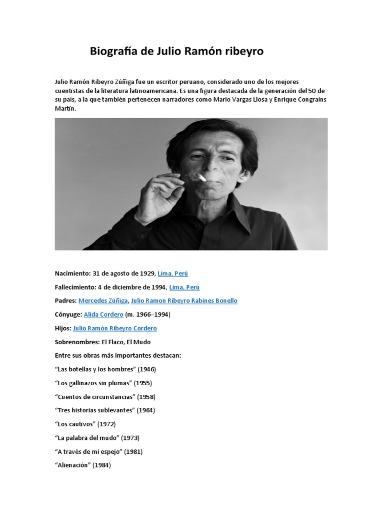 Biografía de Julio Ramón Ribeyro 1 | PDF