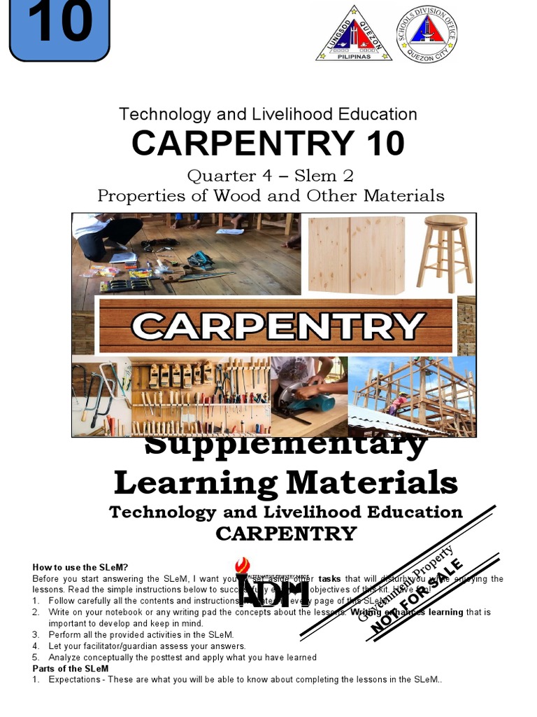 SLM 2 CARPENTRY 10 4th Quarter | PDF | Lumber | Wood