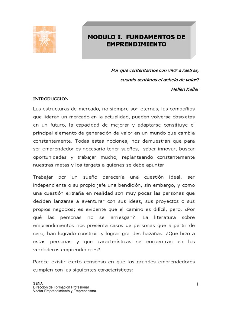 Faciculo - Fundamentos para El Emprendimiento Nicolas Ortiz | PDF | Iniciativa empresarial ...