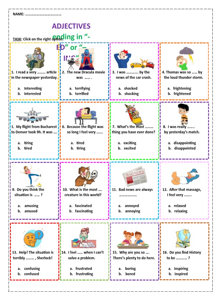 Worksheet - ED/ - ING Adjectives | PDF