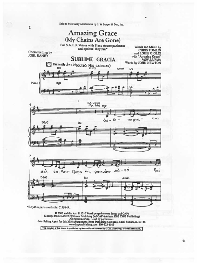 Amazing Grace Sublime Gracia | PDF