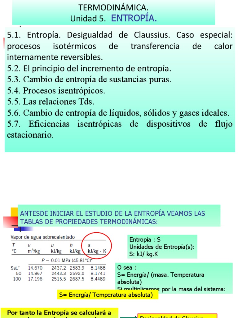 Entropía y Procesos Isentrópicos | PDF | Entropía | Temperatura