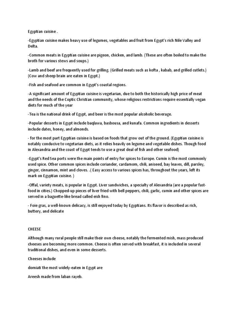 A Comprehensive Exploration of Egyptian Cuisine: Tracing Ingredients ...