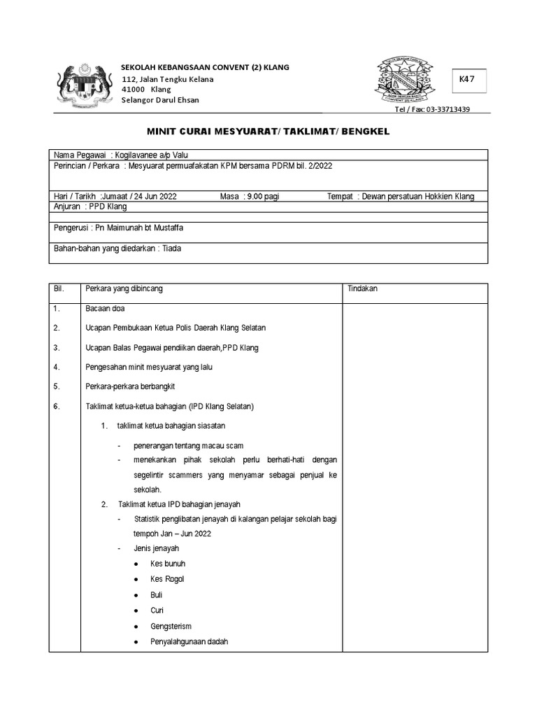 Format Minit Curai | PDF