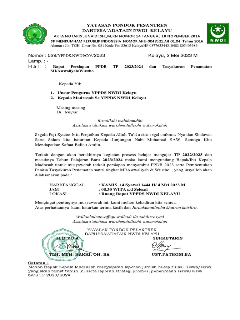 Rapat Persiapan PPDB 2023 | PDF