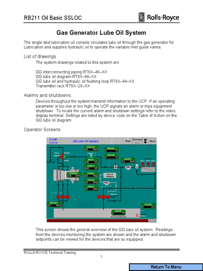 RB211 Lube System (Ssloc) Description | PDF | Pump | Valve