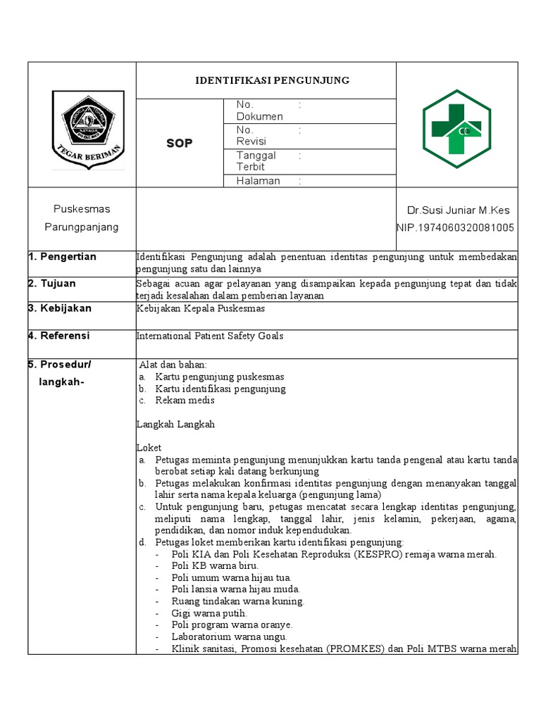 Prosedur Identifikasi Pengunjung Puskesmas | PDF