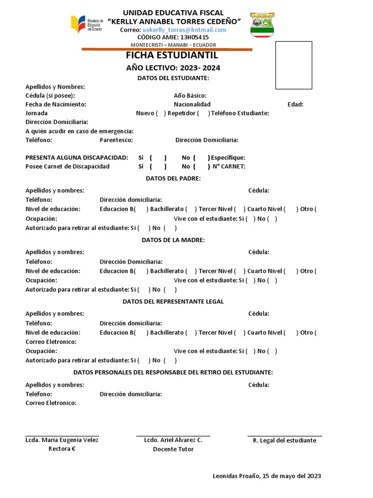 Ficha de Estudiante Individual | PDF