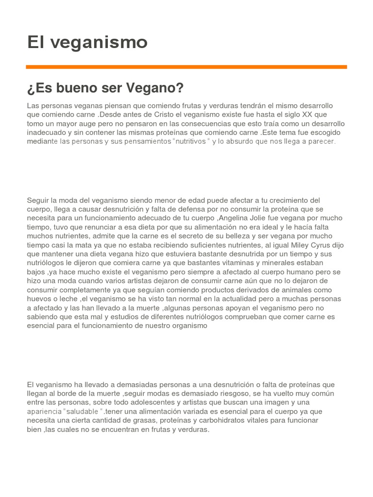 El Veganismo. | PDF | Veganismo | Carne