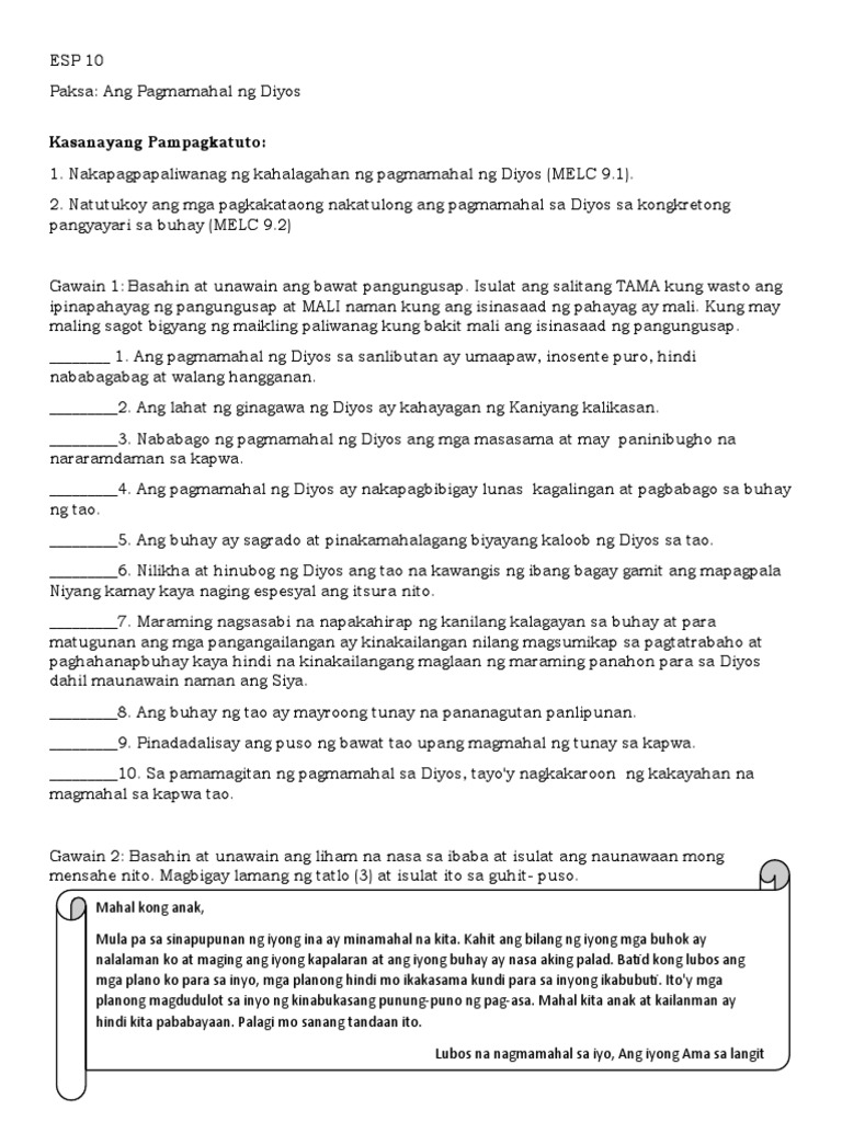 Esp 10 Q3-Week 1 As | PDF