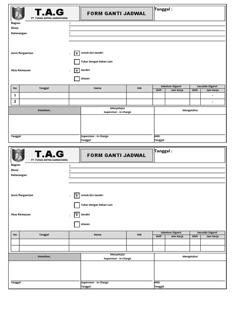 Form Ganti Jadwal | PDF
