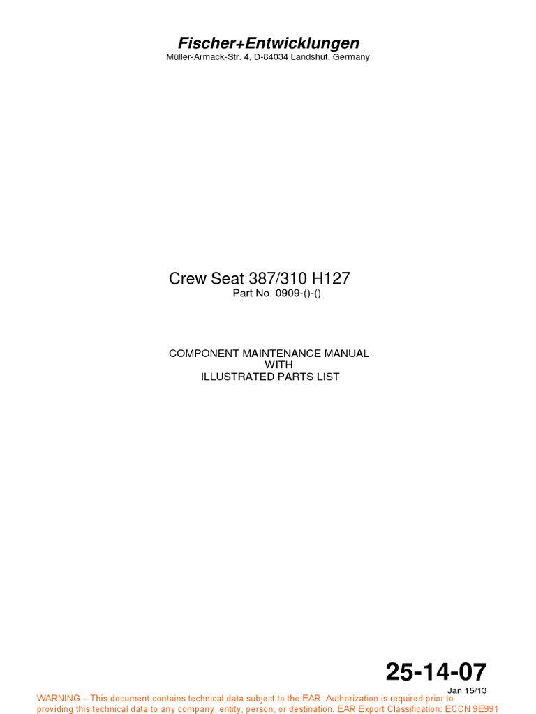 F&E Crew Seat 387310 H127 CMM, Dated 7-Oct-14 | PDF | Seat Belt ...