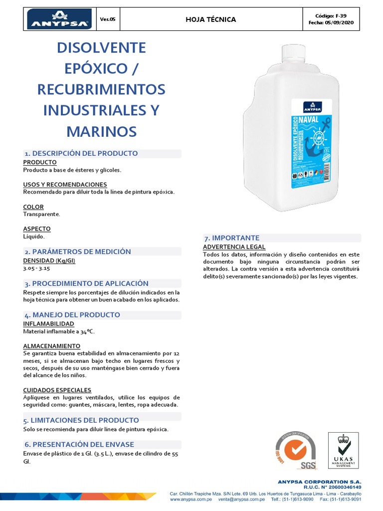 Disolvente Epoxico - Recubrimientos Industriales y Marinos | PDF