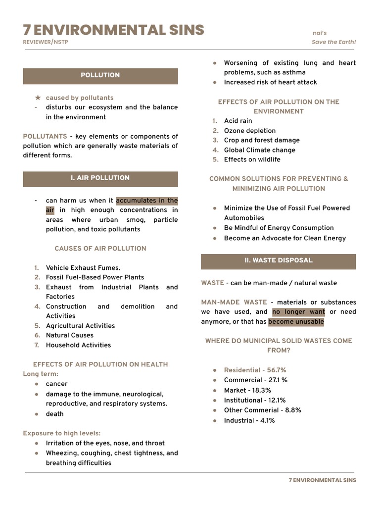 7 Enviromental Sins | PDF | Air Pollution | Waste
